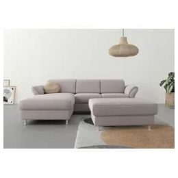 Sit & More Ecksofa SIT & MORE "Apulia L-Form" Sofas Gr. B/H/T: 250cm x 78cm x 185cm, Samtoptik, Recamiere links, ohne Bettfunktion-ohne Bettkasten-mit Armteilverstellung-mit Kopfteilverstellung, beige (sand) wahlweise Bettfunktion, Bettkasten und Kopf- Armteilverstellung