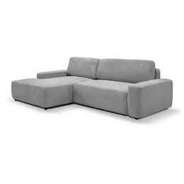 Ecksofa WERK2 "Bully L-Form" Sofas Gr. B/H/T: 264cm x 82cm x 162cm, Struktur weich, Recamiere links, Schlaffunktion und Bettkasten, grau (hellgrau) Curvy Trend Ecksofa mit Schlaffunktion in weichem Cord