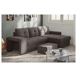 Ecksofa COTTA "Mattina L-Form" Sofas Gr. B/H/T: 268cm x 73cm x 156cm, Microfaser, Recamiere rechts, mit Bettfunktion und Bettkasten, braun inkl. Hocker, wahlweise mit Bettfunktion und Bettkasten