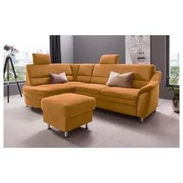 Ecksofa Places of Style "Cardoso L-Form" Sofas Gr. B/H/T: 250cm x 90cm x 175cm, Luxus-Microfaser, Ottomane links, ohne Funktion, gelb (mais) Federkern, wahlweise mit Bett, Schubkasten