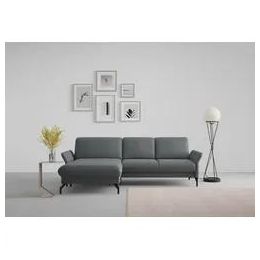 Sit & More Ecksofa SIT & MORE "Fashion L-Form" Sofas Gr. B/H/T: 253cm x 84cm x 165cm, Luxus-Microfaser ALTARA NUBUCK, Recamiere links, mit Kopfteilverstellung-mit Metallfuesse schwarz matt, grau (dunkelgrau) wahlweise mit Kopfteilverstellung und Vorziehsitz, motorisch