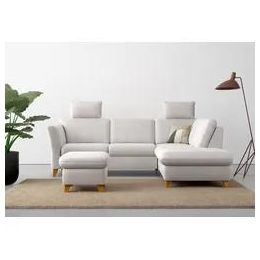 Ecksofa Home Affaire "Trelleborg L-Form" Sofas Gr. B/H/T: 252cm x 86cm x 213cm, Feincord, Ottomane rechts, ohne Bettfunktion-ohne Stauraum, silberfarben (silber) wahlweise mit Bettfunktion und Bettkasten, inkl. Federkern-Polsterung