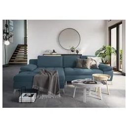 Sit & More Ecksofa SIT&MORE "Latigo L-Form" Sofas Gr. B/T: 290 cm x 163 cm, Flachgewebe, mega-Recamiere links, ohne Bettfunktion-ohne Bettkasten, blau (pacific) mit Mega-Recamiere, wahlweise Bettfunktion und Bettkasten