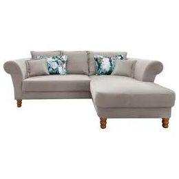 Ecksofa Home Affaire "Tassilo L-Form" Sofas Gr. B/H/T: 262cm x 95cm x 198cm, Chenille-Struktur, Recamiere rechts, 2-REC, grau (hellgrau)