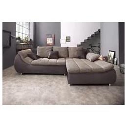 Ecksofa Inosign "Imola L-Form" Sofas Gr. B/H/T: 270cm x 90cm x 170cm, Kunstleder SOFTLUX-Struktur, Recamiere rechts, mit Bettfunktion, braun (dunkelbraun, cappuccino) wahlweise mit Bettfunktion