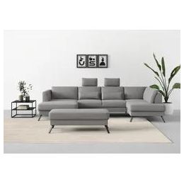 Sit & More Wohnlandschaft SIT & MORE "Lindholm U-Form", grau (anthrazit), B:342cm H:88cm T:188cm, Sofas, mit Sitztiefenverstellung und Federkern