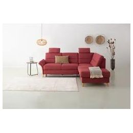 Ecksofa Home Affaire "Westerland L-Form" Sofas Gr. B/H/T: 238cm x 90cm x 213cm, Struktur, Ottomane rechts, mit Bettfunktion, Stauraum und Armlehnfunktion, lila (chianti) Federkern-Polsterung, wahlweise mit Bettfunktion, Bettkasten