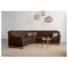 Ecksofa Home Affaire "Caldera L-Form", braun (dunkelbraun), B:270cm H:91cm T:250cm, 100% Polyester, Sofas, Federkern, wahlweise mit Kopfteilverstellung, Bettfunktion, Bettkasten