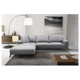 Ecksofa WERK2 "Faro L-Form" Sofas Gr. B/H/T: 315cm x 67cm x 188cm, Samtoptik, Recamiere links, grau XXL Design Ecksofa mit hohem Komfort in trendigem Cord & Samtvelours