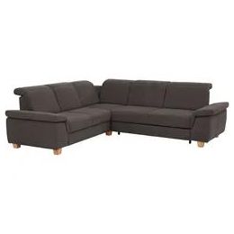 Ecksofa Home Affaire "Dalia L-Form" Sofas Gr. B/T: 256cm x 236cm, Luxus-Microfaser weich, langer Schenkel rechts, mit Bettfunktion-mit Schubladenstauraum-mit Kopfteilverstellung, grau (dunkelgrau) mit Federkernpolsterung, wahlweise Bettfunktion, Bettkasten