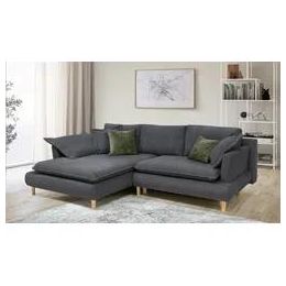 Ecksofa Collection AB "Mandela L-Form" Sofas Gr. B/H/T: 264cm x 94cm x 184cm, Cord-Samtvelours, Recamiere links, mit Bettfunktion und Bettkasten, grau (anthrazit) mit Bettfunktion und Bettkasten