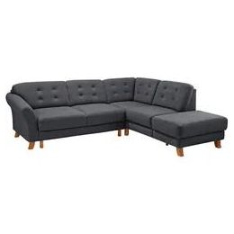 Ecksofa Home Affaire "Trondheim L-Form" Sofas Gr. B/H/T: 260cm x 89cm x 90cm, Luxus-Microfaser ALTARA NUBUCK, Ottomane rechts, mit Bettfunktion-mit Stauraum, grau (dunkel grau) mit Federkern