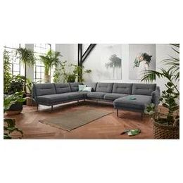 Wohnlandschaft Andas "Nordfyn U-Form" Sofas Gr. B/H/T: 323cm x 81cm x 239cm, Struktur weich, Recamiere rechts, grau (anthrazit) edles Design in 3 Bezugsqualitäten, by Morten Georgsen