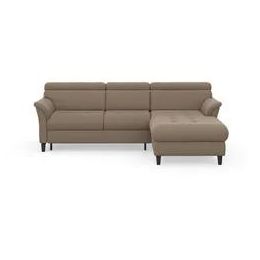 Sit & More Ecksofa SIT&MORE "Marano L-Form" Sofas Gr. B/T: 257 cm x 166 cm, Soft clean, mega-Recamiere rechts, mit Bettfunktion-mit Bettkasten-inklusive Kopfteilverstellung-Fußfarbe: matt schwarz, grau (taupe) inklusive Kopfteilverstellung, wahlweise mit Bettfunktion, Bettkasten