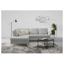 Ecksofa Inosign "Palm Beach L-Form" Sofas Gr. B/H/T: 259 cm x 89 cm x 224 cm, Chenille-Optik, Ottomane links, mit Sitztiefenverstellung-ohne Bettfunktiom-ohne Stauraum-ohne Armteilverstellung, grau (hellgrau) Federkern, mit Sitztiefenverstellung, wahlweise Bettfunktion