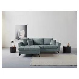 Ecksofa Inosign "Lörby L-Form" Sofas Gr. B/H/T: 246 cm x 90 cm x 170 cm, Feincord, Recamiere links, Feincord, blau (blaugrau) Belastbarkeit bis 140kg pro Sitzplatz, auch mit Aqua clean-Bezug