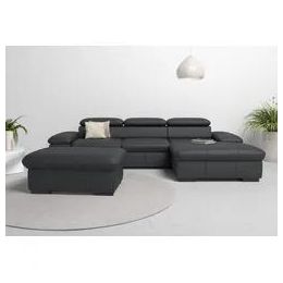 Ecksofa Home Affaire "Alberto L-Form" Sofas Gr. B/H/T: 286cm x 73cm x 174cm, NaturLEDER-NaturLEDER, Recamiere rechts, mit Bettfunktion-Bett mit Leder bezogen, schwarz wahlweise mit Bettfunktion, inkl. Kopfteilverstellung, Recamiere