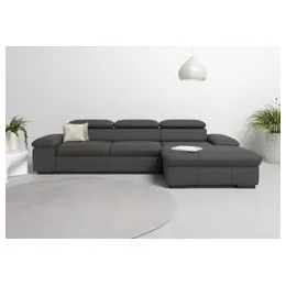 Ecksofa Home Affaire "Alberto L-Form" Sofas Gr. B/H/T: 286cm x 73cm x 174cm, Material, Recamiere rechts, ohne Bettfunktion, braun (mokka) mit Kopfteilverstellung, wahlweise Bettfunktion