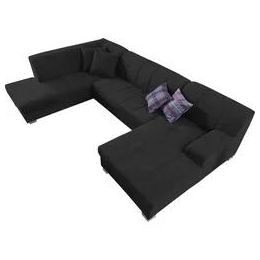 Wohnlandschaft Inosign "Anzio U-Form" Sofas Gr. B/H/T: 297 cm x 75 cm x 82 cm, Microfaser PRIMABELLE, Recamiere rechts, ohne Bettfunktion, schwarz wahlweise mit Bettfunktion