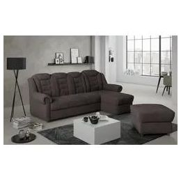 Ecksofa Home Affaire "Boston L-Form" Sofas Gr. B/H/T: 262 cm x 102 cm x 165 cm, Microfaser bedruckt, Recamiere rechts-Bettfunktion links, Mit Bettfunktion-ohne Bettkasten, braun (earth) Gemütliches Ecksofa mit hoher Rückenlehne in klassischem Design