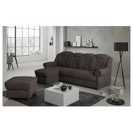 Ecksofa Home Affaire "Boston L-Form" Sofas Gr. B/H/T: 262 cm x 102 cm x 165 cm, Microfaser bedruckt, Recamiere links, Ohne Bettfunktion-ohne Bettkasten, braun (earth) Gemütliches Ecksofa mit hoher Rückenlehne in klassischem Design