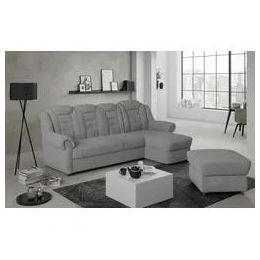 Ecksofa Home Affaire "Boston L-Form" Sofas Gr. B/H/T: 262 cm x 102 cm x 165 cm, Microfaser bedruckt, Recamiere rechts, Ohne Bettfunktion-ohne Bettkasten, silberfarben (silver) Gemütliches Ecksofa mit hoher Rückenlehne in klassischem Design