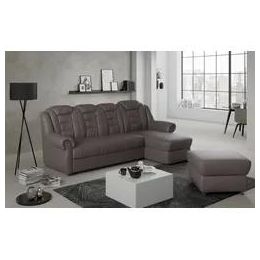 Ecksofa Home Affaire "Boston L-Form" Sofas Gr. B/H/T: 262 cm x 102 cm x 165 cm, Kunstleder SOFTLUX, Recamiere rechts-Bettfunktion links, Mit Bettfunktion-ohne Bettkasten, braun (mud) Gemütliches Ecksofa mit hoher Rückenlehne in klassischem Design