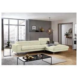 Ecksofa W.Schillig "piedroo" Sofas Gr. B/H/T: 343cm x 70cm x 193cm, Stoff S37, Longchair rechts, mit Kopfteilverstellung-mit motorischer Sitztiefenverstellung, beige (sahara s37) Kopfteilverstellung, wahlweise mit Sitztiefenverstellung, Breite 343cm