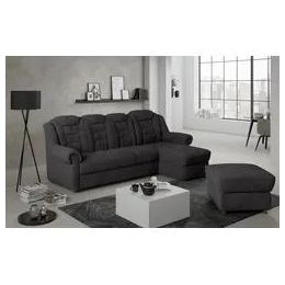 Ecksofa Home Affaire "Boston L-Form" Sofas Gr. B/H/T: 262 cm x 102 cm x 165 cm, Microfaser bedruckt, Recamiere rechts-Bettfunktion links, Mit Bettfunktion-ohne Bettkasten, grau (anthracite) Gemütliches Ecksofa mit hoher Rückenlehne in klassischem Design