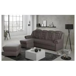 Ecksofa Home Affaire "Boston L-Form" Sofas Gr. B/H/T: 262 cm x 102 cm x 165 cm, Kunstleder SOFTLUX, Recamiere links-Bettfunktion rechts, Mit Bettfunktion-ohne Bettkasten, braun (mud) Gemütliches Ecksofa mit hoher Rückenlehne in klassischem Design