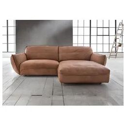 Ecksofa BETYPE "Be Type Be Chilled, L-Form" Sofas Gr. B/H/T: 280 cm x 85 cm x 180 cm, Leder PALLINO, Recamiere rechts, braun (cognac) in 2 Breiten mit stylischer und offener Nahtführung