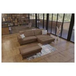 Sit & More Ecksofa SIT&MORE "Bolero L-Form" Sofas Gr. B/H/T: 290 cm x 88 cm x 178 cm, Breitcord, Recamiere rechts, mit Kopfteilverstellung-mit Bett-mit Bettkasten, braun (latte)