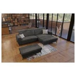 Sit & More Ecksofa SIT & MORE "Bolero L-Form" Sofas Gr. B/H/T: 290cm x 88cm x 178cm, Feincord, Recamiere rechts, mit Kopfteilverstellung-ohne Bett-ohne Bettkasten, grau (steel)