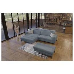 Sit & More Ecksofa SIT&MORE "Bolero L-Form" Sofas Gr. B/H/T: 290 cm x 88 cm x 178 cm, Breitcord, Recamiere links, mit Kopfteilverstellung-mit Bett-mit Bettkasten, blau (blaugrau)