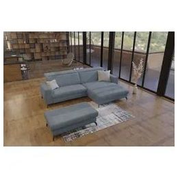 Sit & More Ecksofa SIT&MORE "Bolero L-Form" Sofas Gr. B/H/T: 290 cm x 88 cm x 178 cm, Breitcord, Recamiere rechts, ohne Kopfteilverstellung-ohne Bett-ohne Bettkasten, blau (blaugrau)