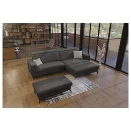 Sit & More Ecksofa SIT&MORE "Bolero L-Form" Sofas Gr. B/H/T: 290 cm x 88 cm x 178 cm, Feincord, Recamiere rechts, mit Kopfteilverstellung-mit Bett-mit Bettkasten, grau (steel)