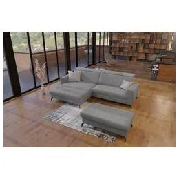 Sit & More Ecksofa SIT & MORE "Bolero L-Form" Sofas Gr. B/H/T: 290cm x 88cm x 178cm, Struktur weich, Recamiere links, mit Kopfteilverstellung-mit Bett-mit Bettkasten, silberfarben (silber)