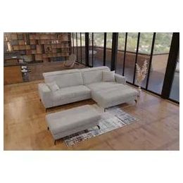 Sit & More Ecksofa SIT&MORE "Bolero L-Form" Sofas Gr. B/H/T: 290 cm x 88 cm x 178 cm, Feincord, Recamiere rechts, ohne Kopfteilverstellung-ohne Bett-ohne Bettkasten, silberfarben (silber)