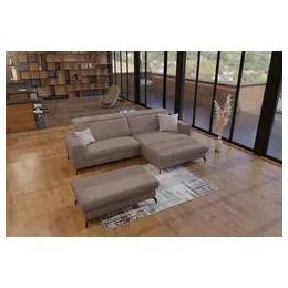 Sit & More Ecksofa SIT&MORE "Bolero L-Form" Sofas Gr. B/H/T: 290 cm x 88 cm x 178 cm, Struktur weich, Recamiere rechts, mit Kopfteilverstellung-ohne Bett-ohne Bettkasten, grau (taupe)