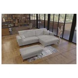 Sit & More Ecksofa SIT & MORE "Bolero L-Form" Sofas Gr. B/H/T: 290cm x 88cm x 178cm, Feincord, Recamiere rechts, mit Kopfteilverstellung-mit Bett-mit Bettkasten, silberfarben (silber)