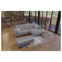 Sit & More Ecksofa SIT&MORE "Bolero L-Form" Sofas Gr. B/H/T: 290 cm x 88 cm x 178 cm, Breitcord, Recamiere rechts, mit Kopfteilverstellung-mit Bett-mit Bettkasten, silberfarben (silber)