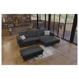 Sit & More Ecksofa SIT&MORE "Bolero L-Form" Sofas Gr. B/H/T: 290 cm x 88 cm x 178 cm, Feincord, Recamiere rechts, mit Kopfteilverstellung-mit Bett-mit Bettkasten, grau (anthrazit)