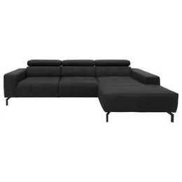 Ecksofa DOMO collection "Cunelli L-Form" Sofas Gr. B/H/T: 292cm x 79cm x 175cm, Luxus-Kunstleder, Longchair rechts, Mit Kopfteilverstellung, schwarz wahlweise inklusive 6-fach verstellbarer Kopfteilverstellung