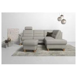 Ecksofa Home Affaire "Palmera L-Form" Sofas Gr. B/H/T: 236 cm x 89 cm x 212 cm, Material, Ottomane rechts, mit Bettfunktion-mit Bettkasten-Bett im Stoff bezogen, grau (lightgrey) Federkern, wahlweise mit Bettfunktion und mitohne Stauraum