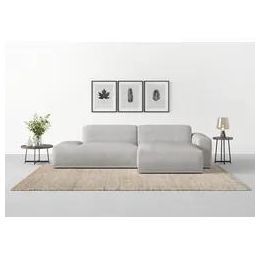 Ecksofa Trendmanufaktur "Braga, mit hochwertigem Kaltschaum, L-Form, in Cord erhältlich" Sofas Gr. B/H/T: 275cm x 72cm x 160cm, Struktur fein JOIZ, Recamiere rechts, weiß (silber) modernes Sofa, Couch mit hohem Sitzkomfort, 27572160 cm (BHT)