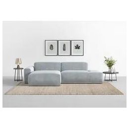 Ecksofa Trendmanufaktur "Braga, mit hochwertigem Kaltschaum, L-Form, in Cord erhältlich" Sofas Gr. B/H/T: 275cm x 72cm x 160cm, Breitcord RIBBON, Recamiere links, grau modernes Sofa, Couch mit hohem Sitzkomfort, 27572160 cm (BHT)