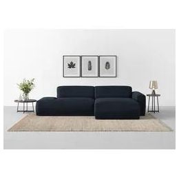 Ecksofa Trendmanufaktur "Braga, mit hochwertigem Kaltschaum, L-Form, in Cord erhältlich" Sofas Gr. B/H/T: 275cm x 72cm x 160cm, Struktur LORD, Recamiere rechts, blau (nachtblau) modernes Sofa, Couch mit hohem Sitzkomfort, 27572160 cm (BHT)