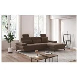 Sit & More Ecksofa SIT & MORE "Morris L-Form inkl. Sitztiefenverstellung" Sofas Gr. B/H/T: 275cm x 82cm x 171cm, Strukturstoff, Recamiere rechts, inkl.Sitztiefenverstellung-inkl.Bettfunktion-ohne Bettkasten-ohne Armteilfunktion, braun wahlweise mit Bettfunktion, Bettkasten und Armteilverstellung