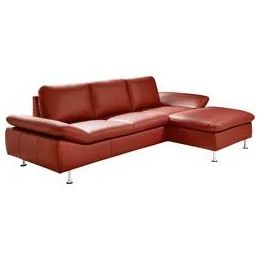 Ecksofa DELA DESIGN "Omega L-Form" Sofas Gr. B/H/T: 236cm x 78cm x 152cm, Longchair rechts, rot (kaminrot)