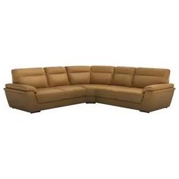 Ecksofa Home Affaire "Brandy L-Form" Sofas Gr. B/H/T: 285cm x 95cm x 298cm, NaturLEDER, langer Schenkel links, gelb (dijon)